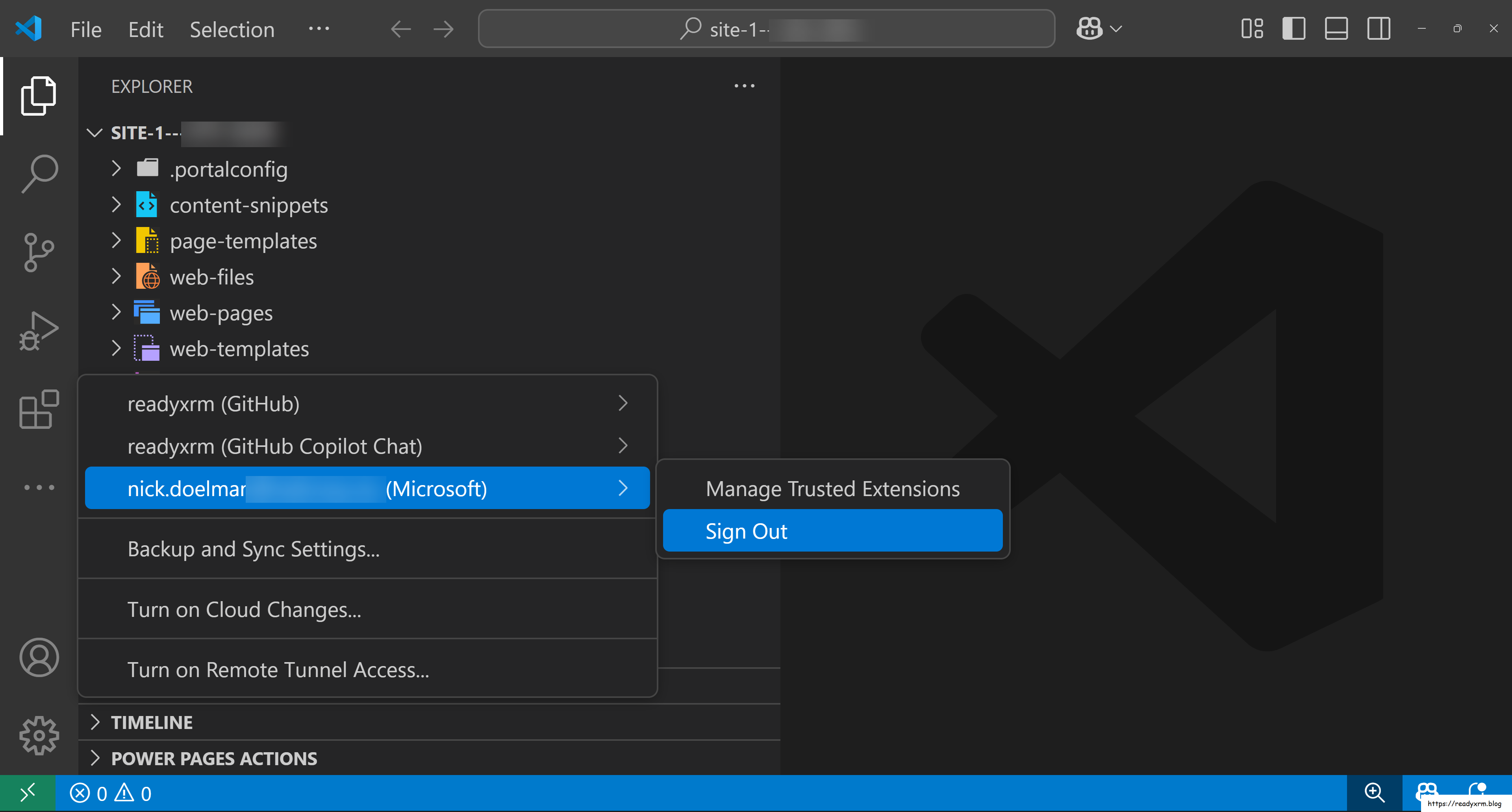 Power Pages Actions in Visual Studio Code – The ReadyXRM Blog by Nick ...